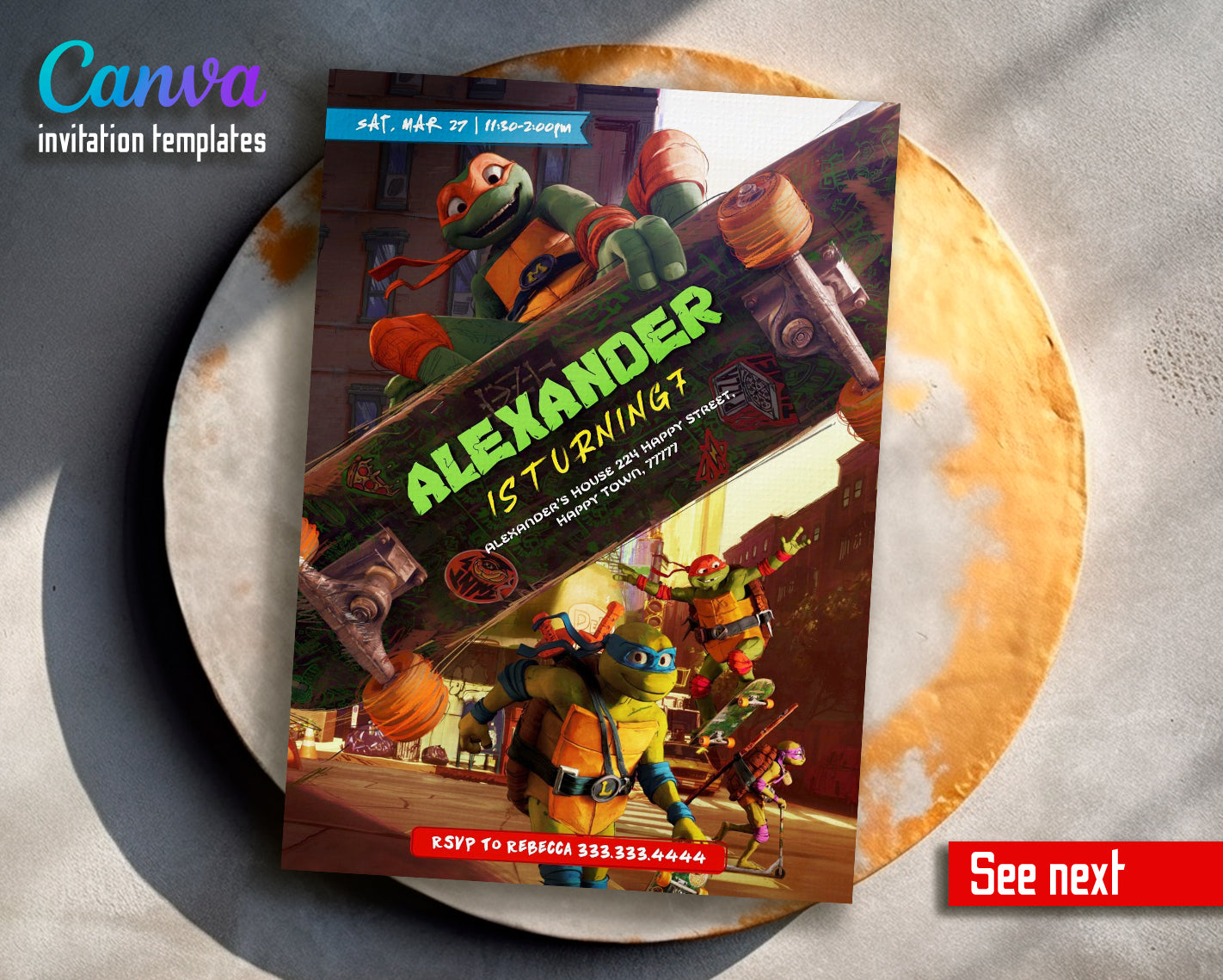 Teenage Mutant Ninja Turtles: Mutant Mayhem customizable invite ...