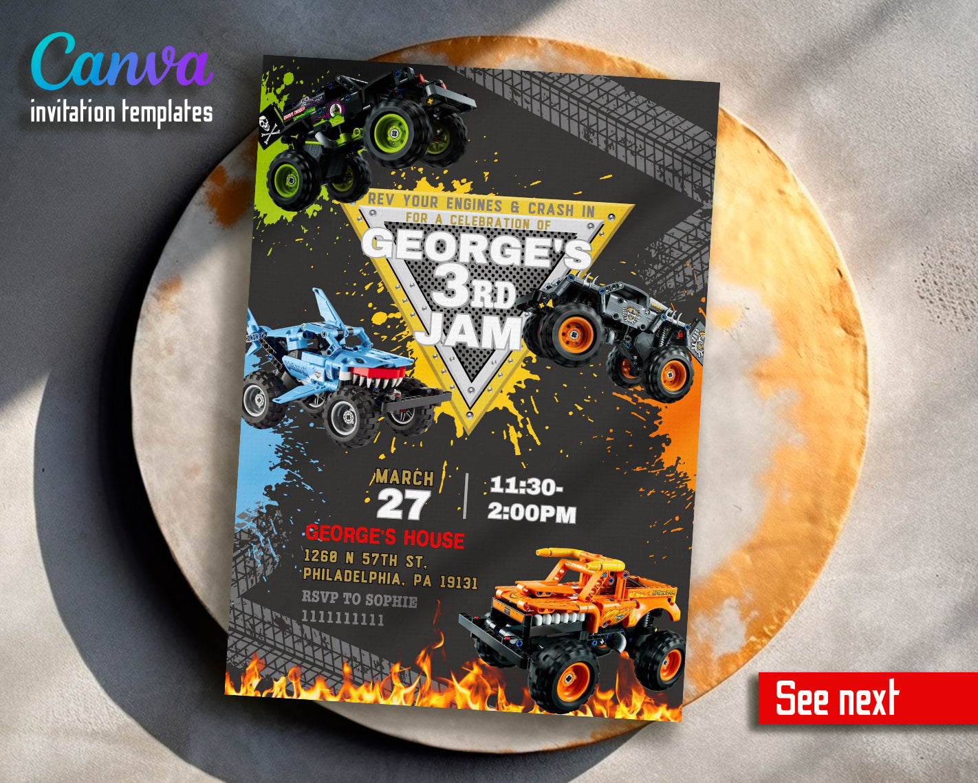 Monster Jam customizable invite template boy | instant download | Share ...
