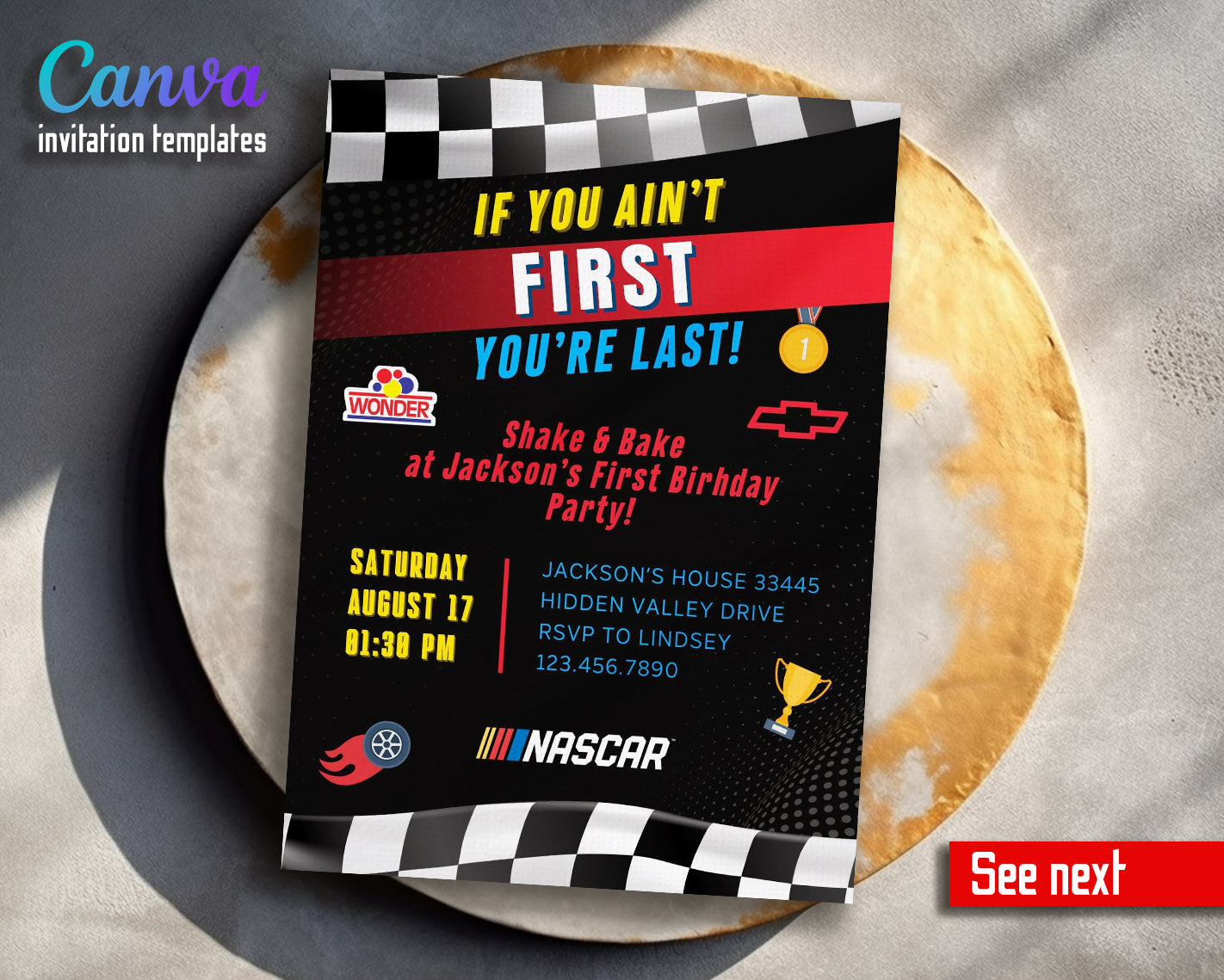 Nascar Ricky Bobby customizable invitation template | Share or Print ...
