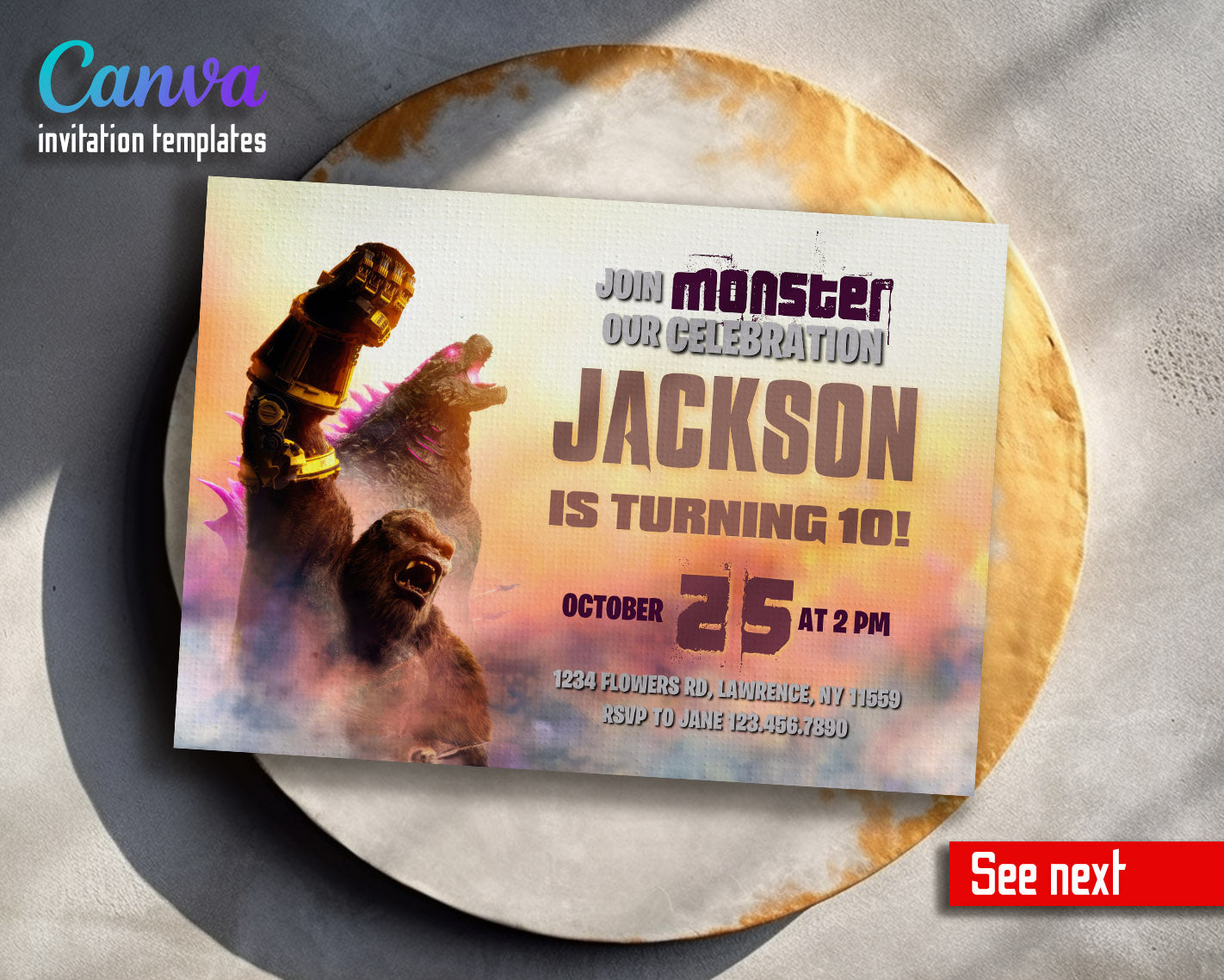 Godzilla X King Kong customizable invitation template | Share or Print ...