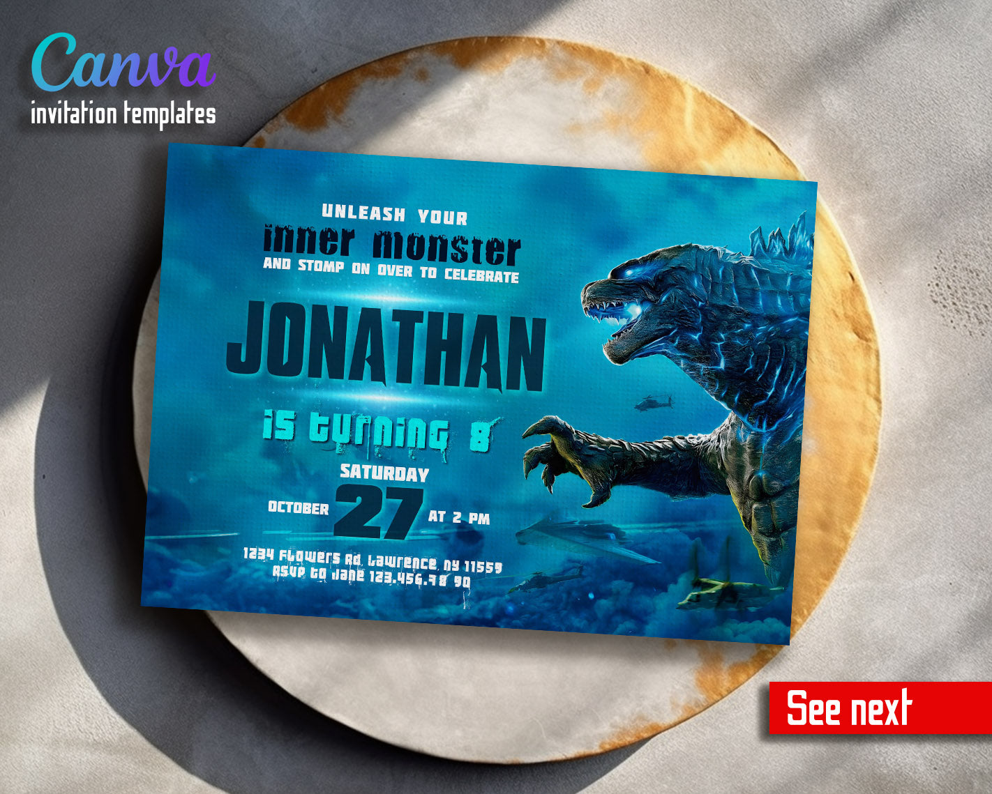 Godzilla and King Kong customizable invitation template | Share or ...