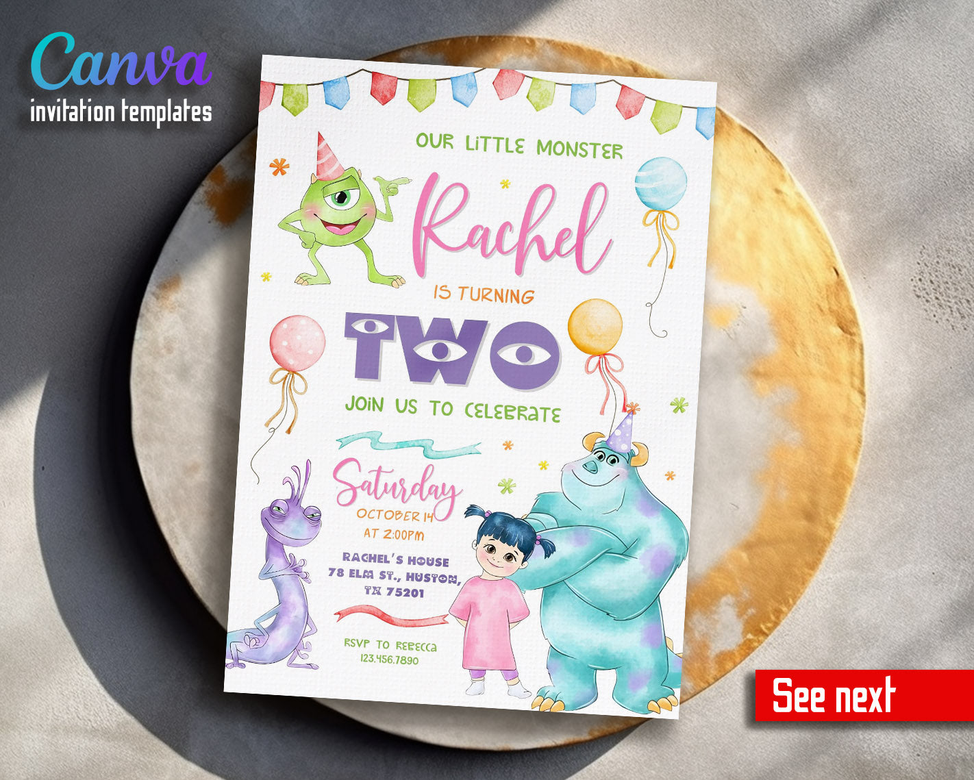 Monsters, Inc. customizable invitation template | Share or Print ...