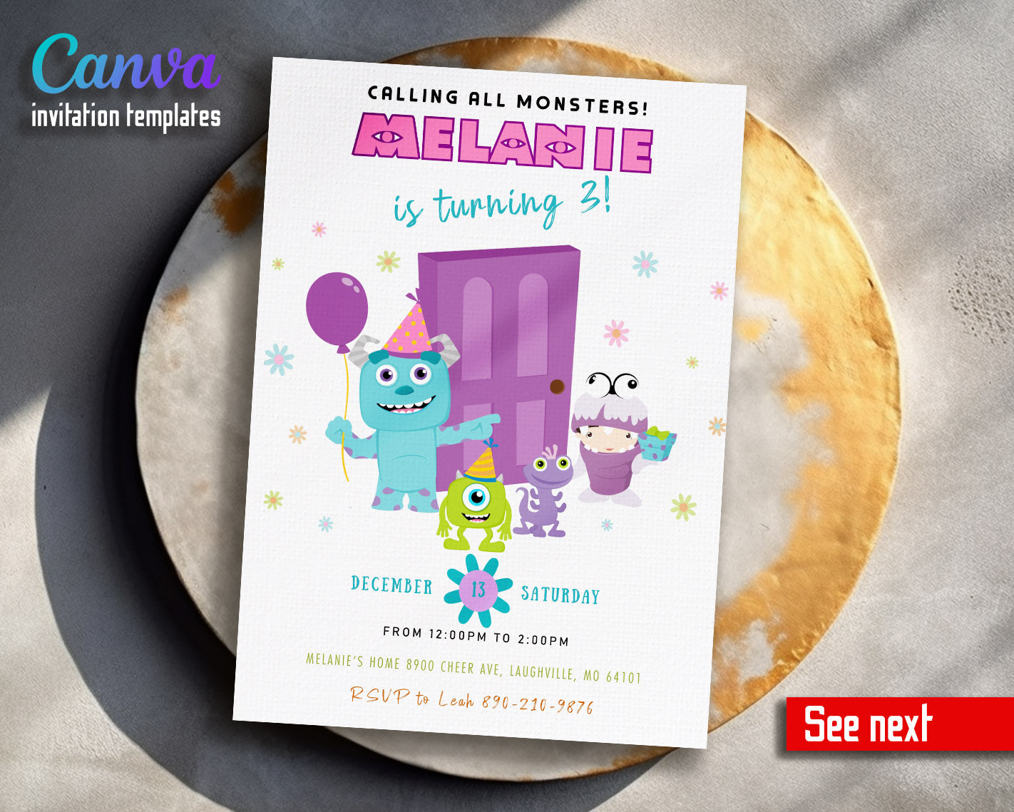 Monsters, Inc. customizable invitation template | Share or Print ...